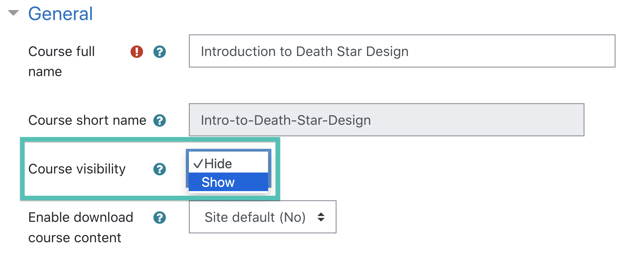 Hiding / Unhiding Courses - CCA Portal