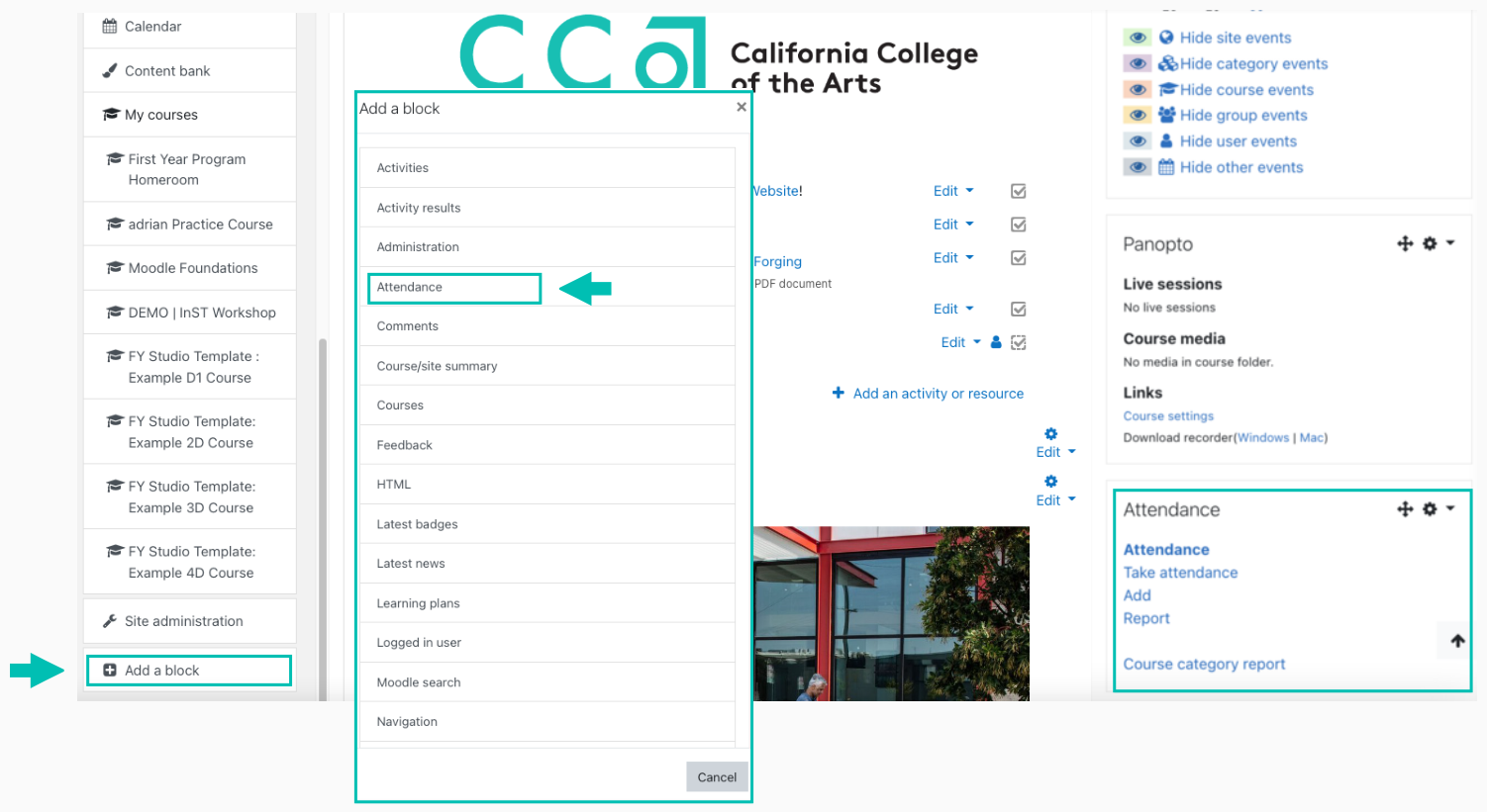 Taking Attendance - CCA Portal