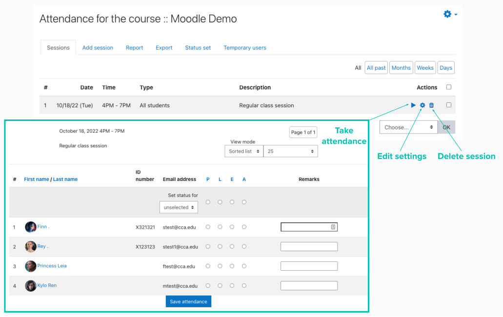 Taking Attendance - CCA Portal