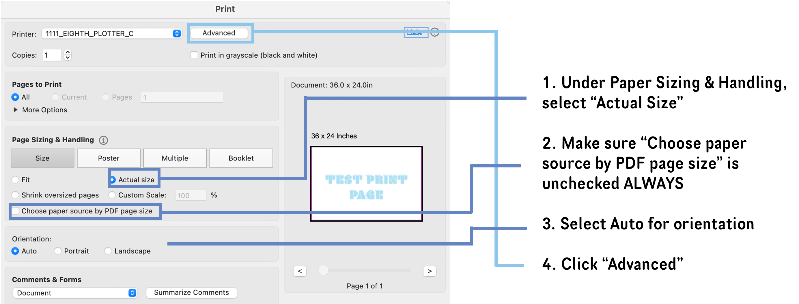 Printing to plotters using Acrobat - CCA Portal