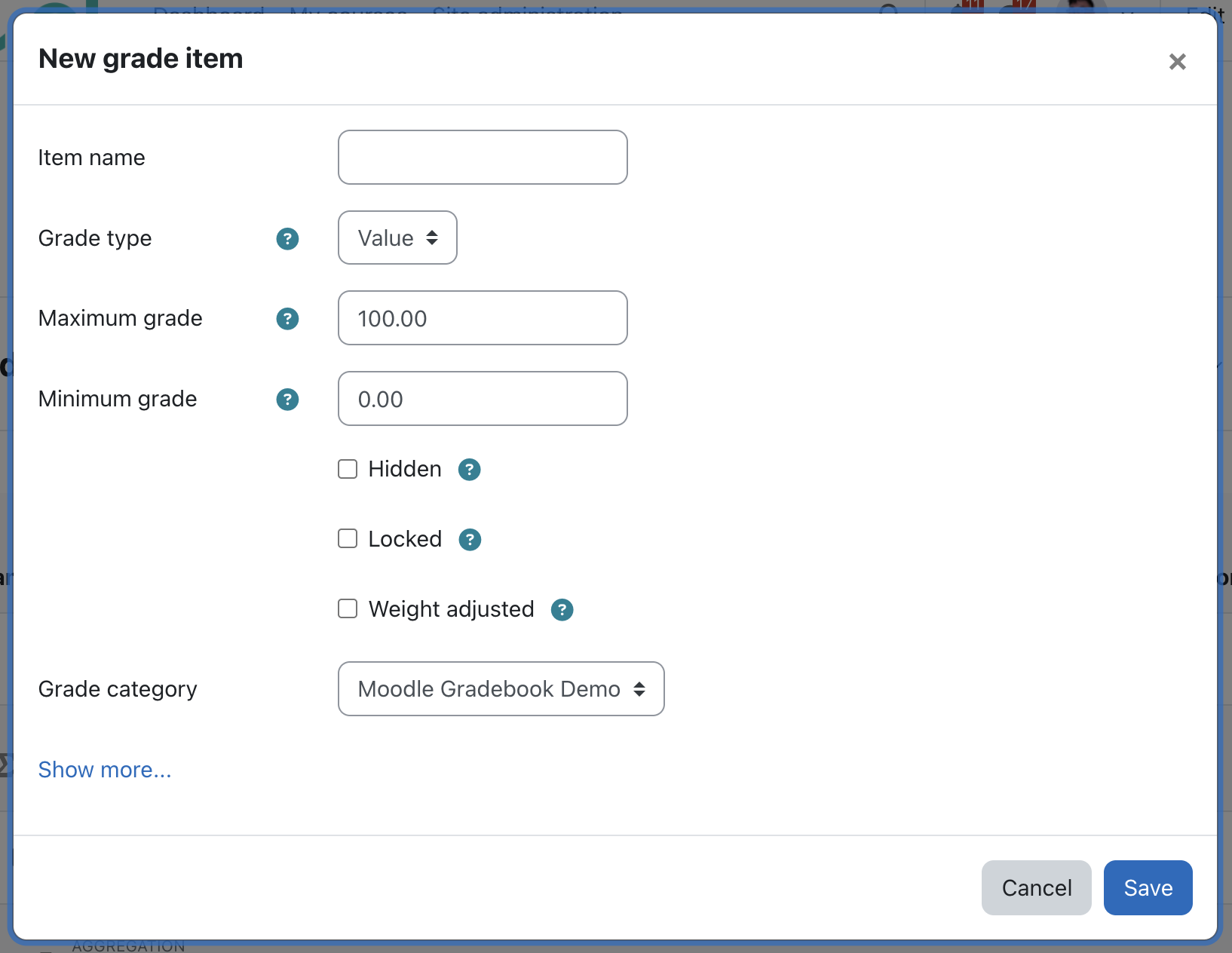 Adding a Grade Item Manually - CCA Portal